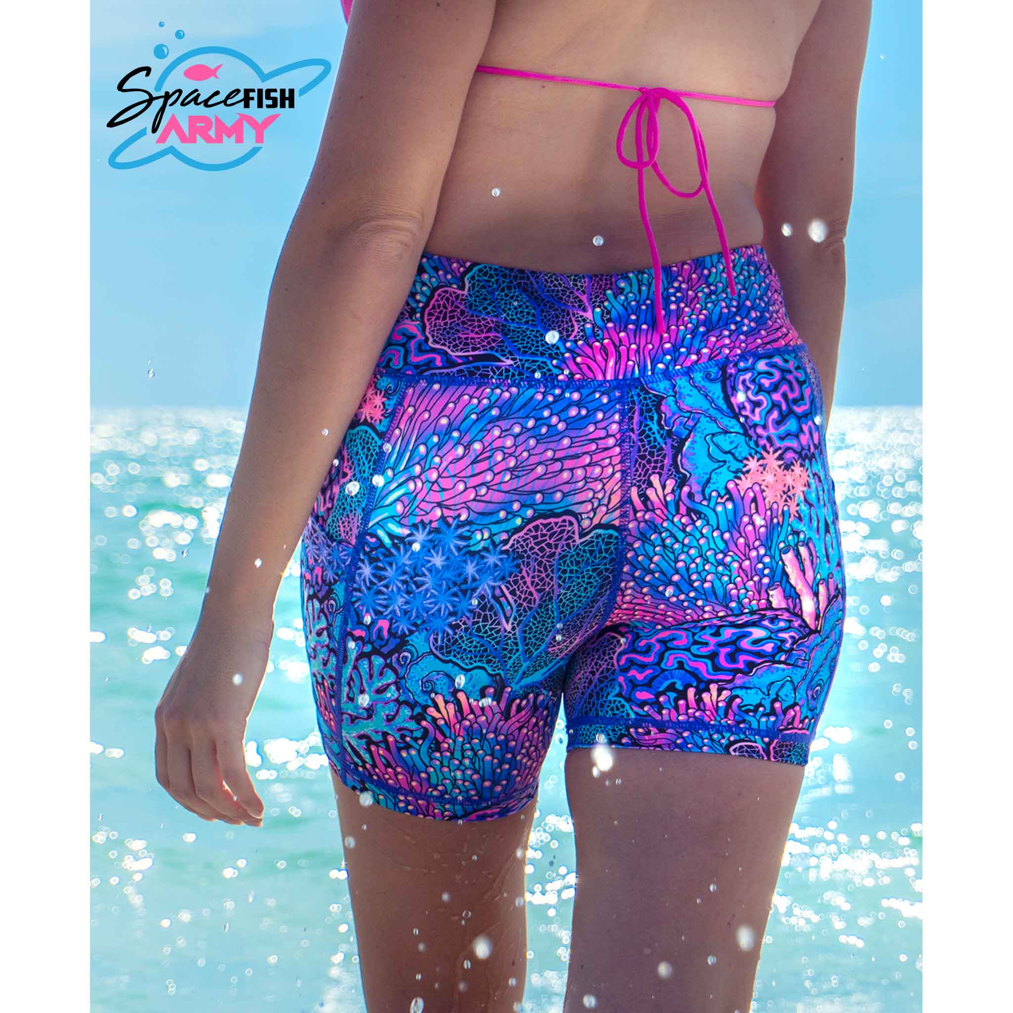 Spacefish Army Coral Kaleidoscope Shorts | Dive Gear Australia