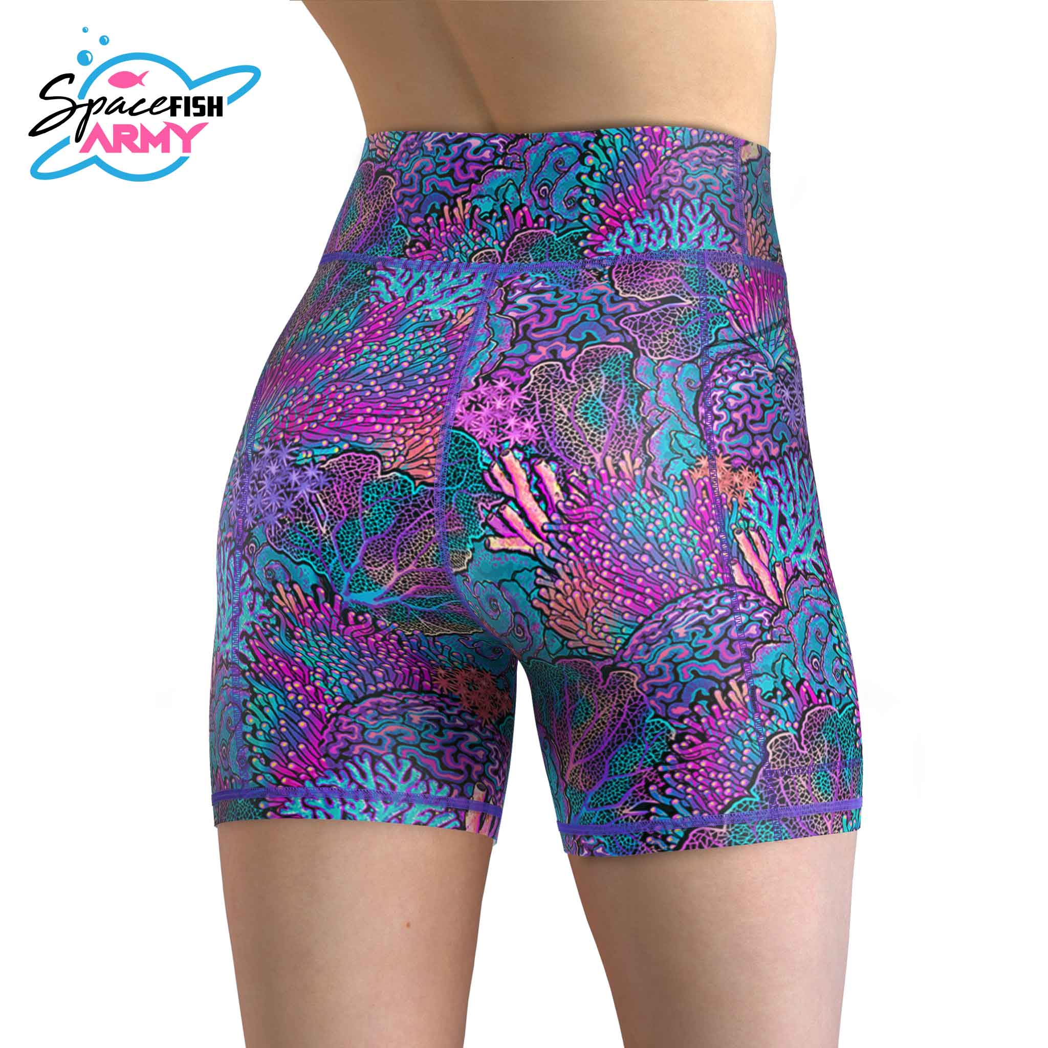 Spacefish Army Coral Kaleidoscope Shorts | Dive Gear Australia