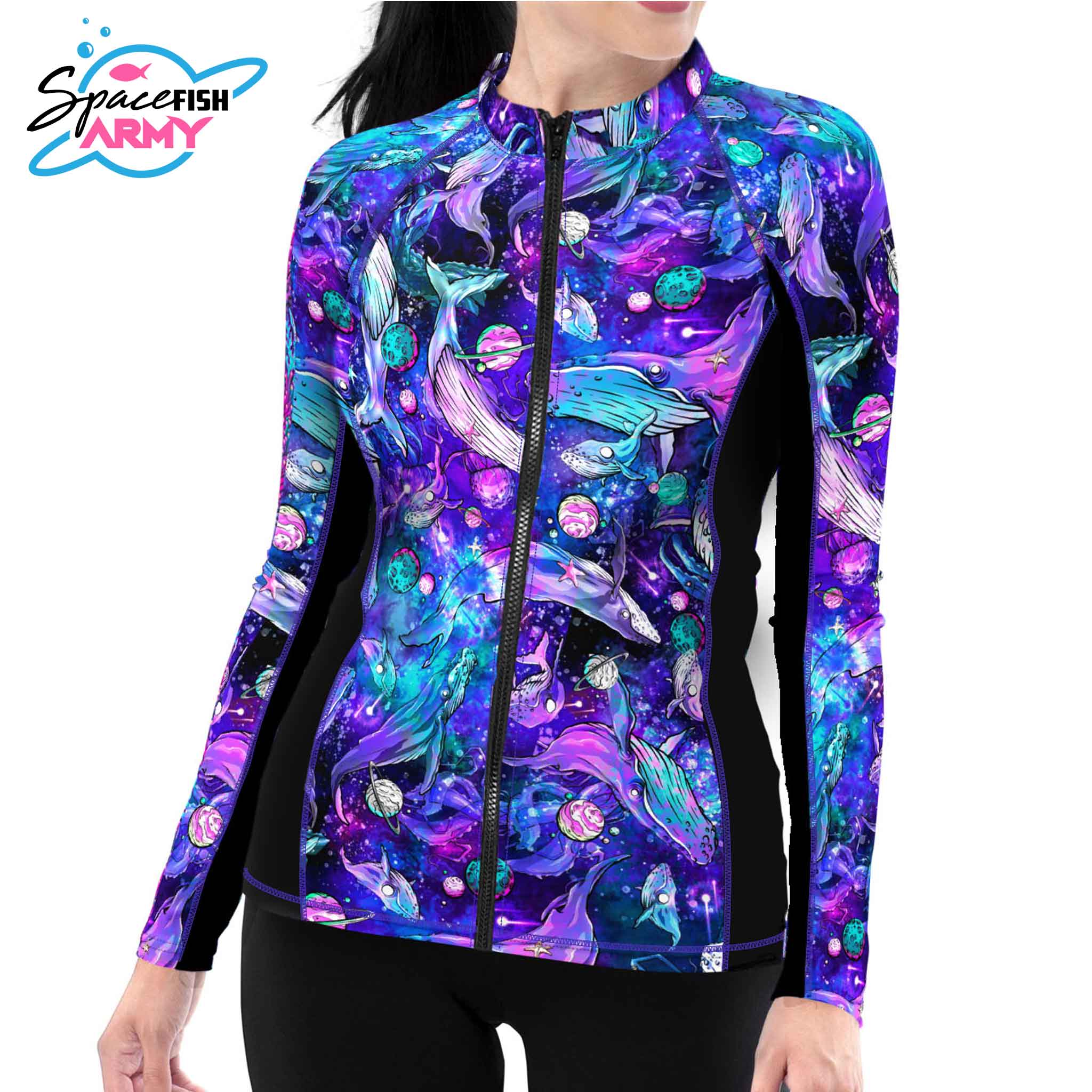 Spacefish Army Full-Zip Cosmic Whale Rash Guard | Dive Gear Australia