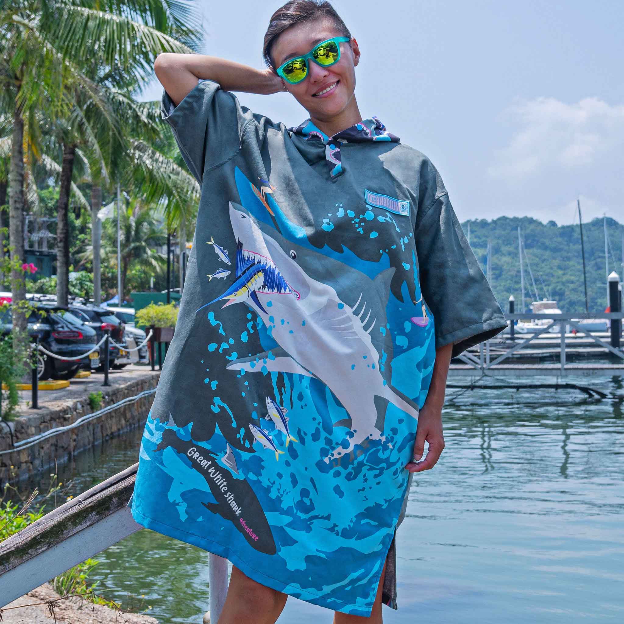 Oceanarium Great White Shark Cloak Towel | Dive Gear Australia