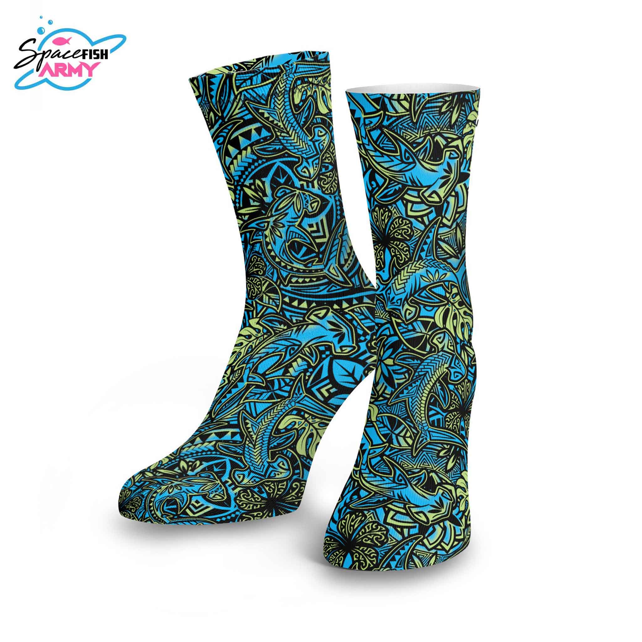 Spacefish Army Hammerhead Hibiscus Dive Socks | Dive Gear Australia