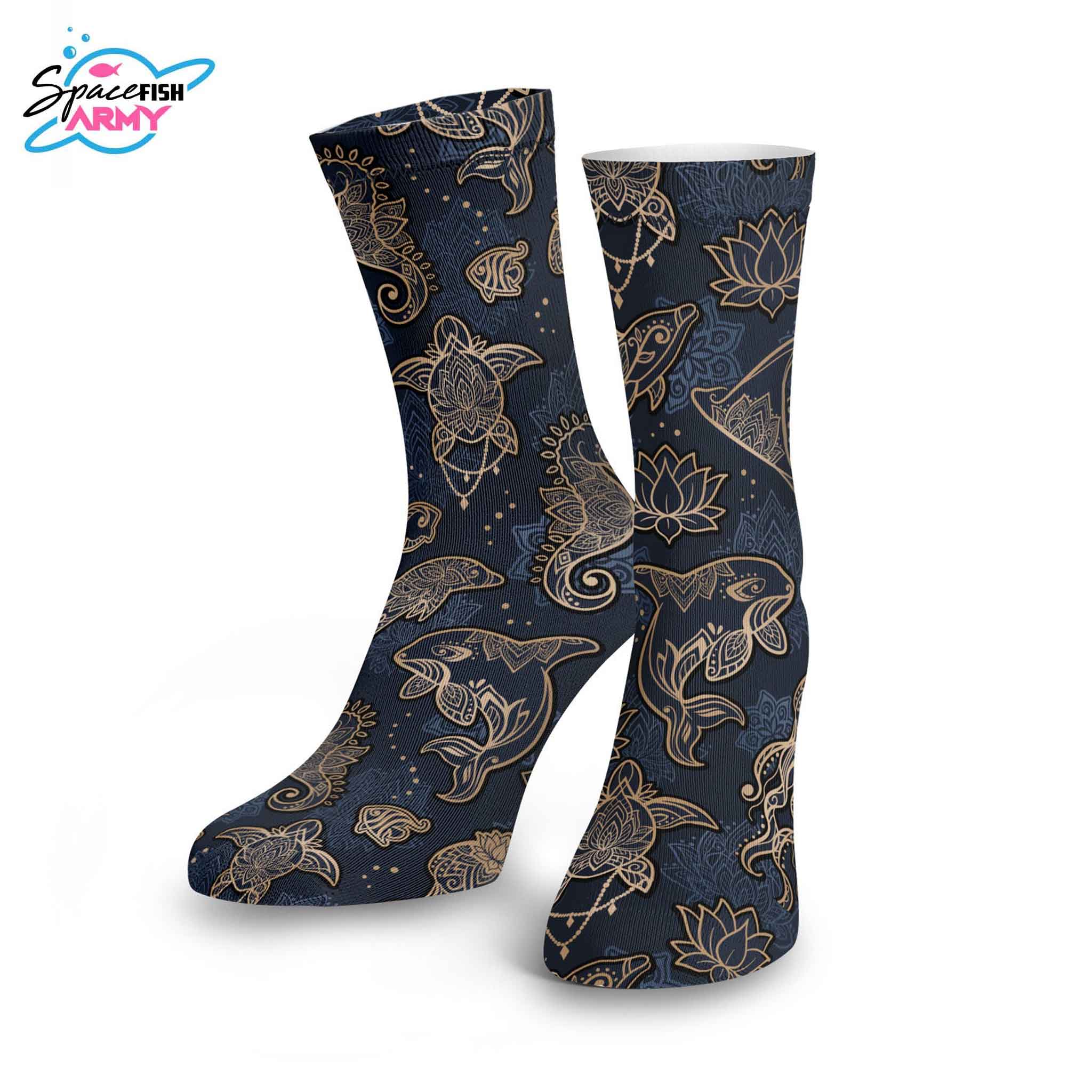 Spacefish Army Ocean Mandala Dive Socks | Dive Gear Australia